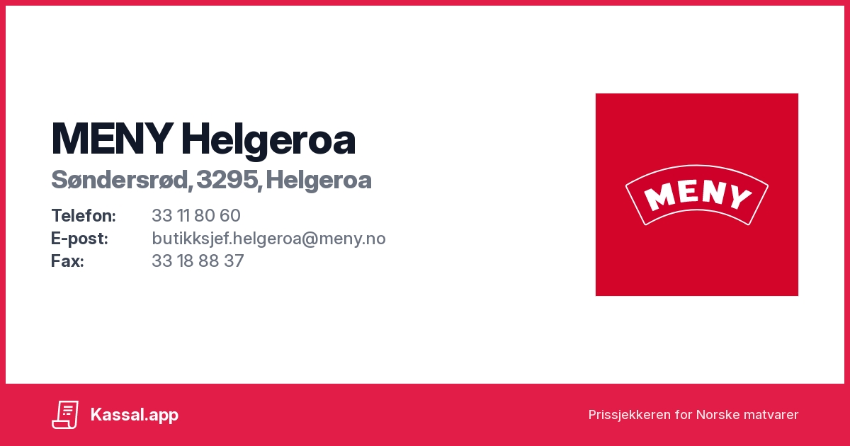 MENY Helgeroa i Søndersrød, 3295, Helgeroa - Kassalapp®