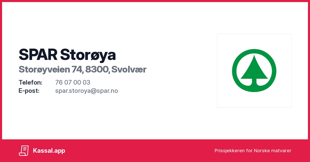 SPAR Storøya i Storøyveien 74, 8300, Svolvær - Kassalapp®