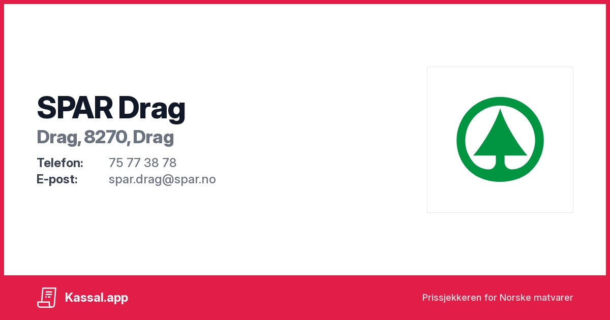 SPAR Drag i Drag, 8270, Drag - Kassalapp®