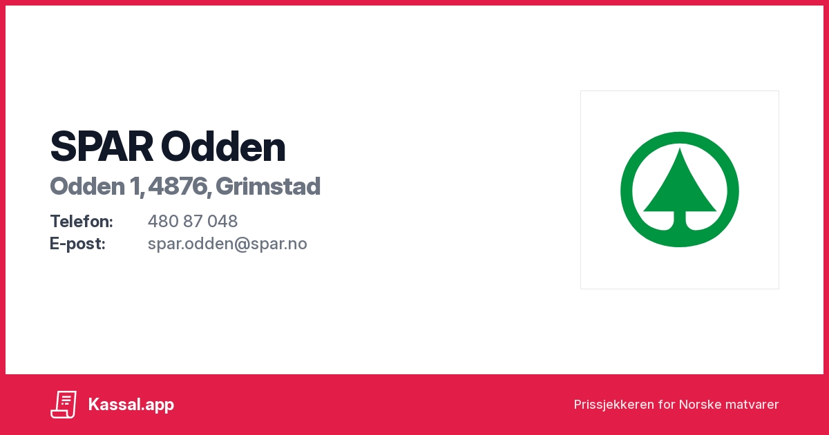 SPAR Odden i Odden 1, 4876, Grimstad - Kassalapp®