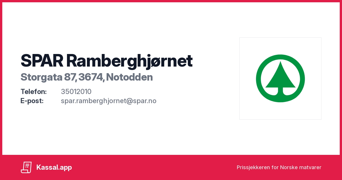 SPAR Ramberghjørnet i Storgata 87, 3674, Notodden - Kassalapp®