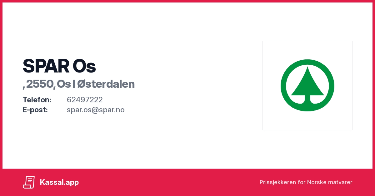 SPAR Os i , 2550, Os I Østerdalen - Kassalapp®