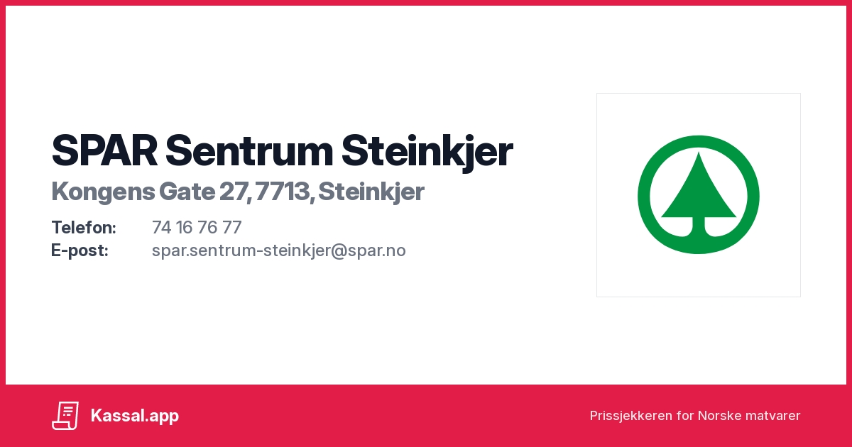 SPAR Sentrum Steinkjer i Kongens Gate 27, 7713, Steinkjer - Kassalapp®