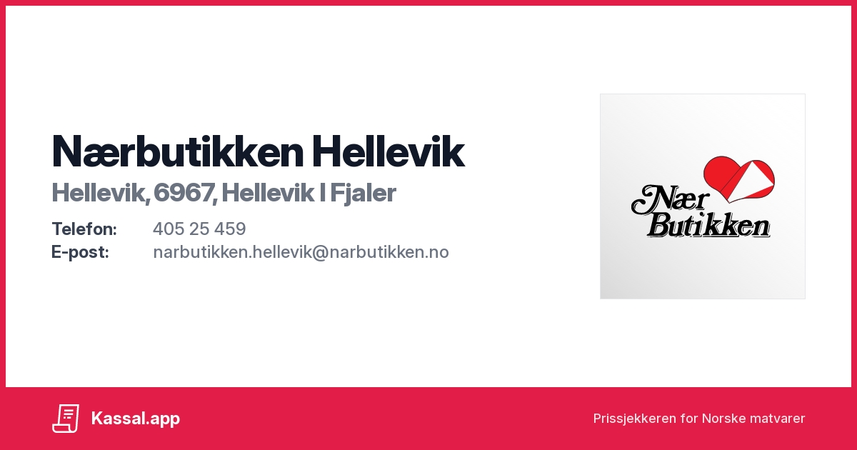 Nærbutikken Hellevik i Hellevik, 6967, Hellevik I Fjaler - Kassalapp®