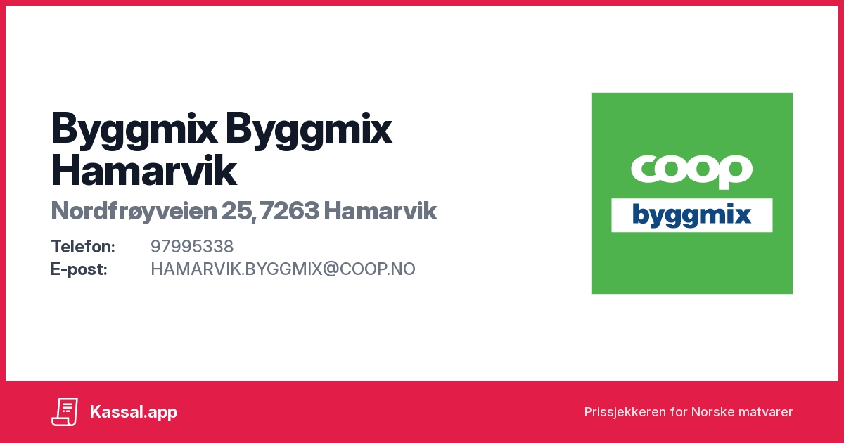 Byggmix Byggmix Hamarvik i Nordfrøyveien 25, 7263 Hamarvik - Kassalapp®