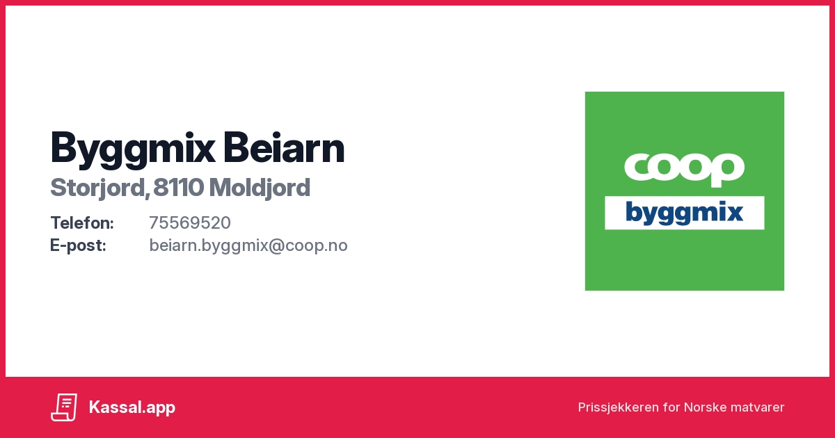 Byggmix Beiarn i Storjord, 8110 Moldjord - Kassalapp®