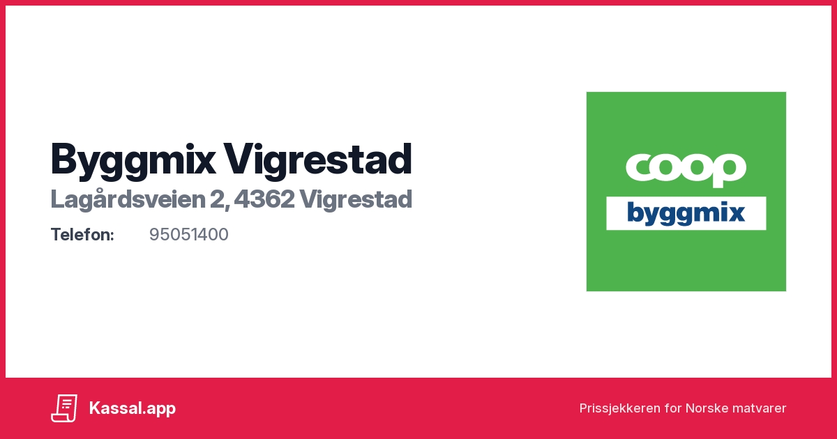 Byggmix Vigrestad i Lagårdsveien 2, 4362 Vigrestad - Kassalapp®
