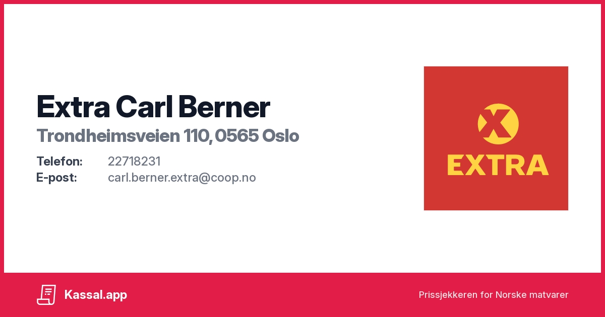 Extra Carl Berner i Trondheimsveien 110, 0565 Oslo - Kassalapp®