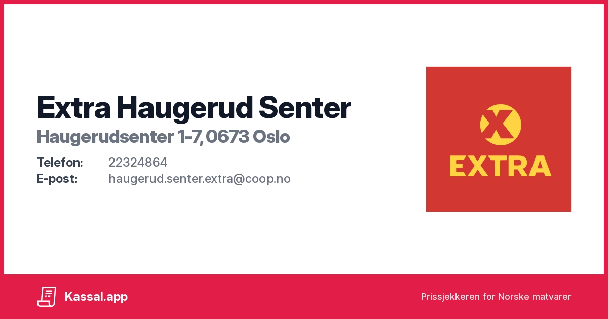 Extra Haugerud Senter i Haugerudsenter 1-7, 0673 Oslo - Kassalapp®