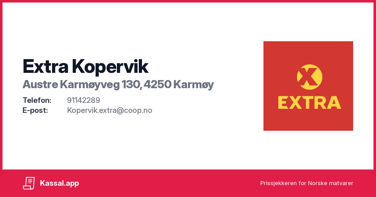 Extra Kopervik i Austre Karmøyveg 130, 4250 Karmøy - Kassalapp®