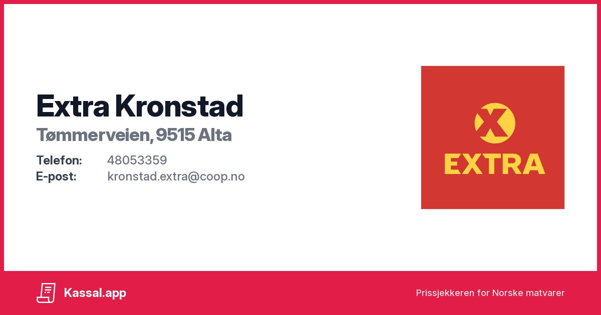 Extra Kronstad i Tømmerveien, 9515 Alta - Kassalapp®