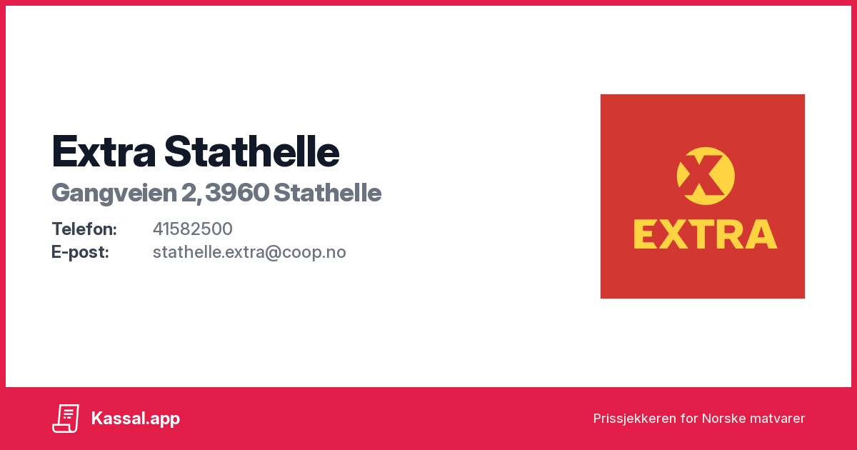 Extra Stathelle i Gangveien 2, 3960 Stathelle - Kassalapp®