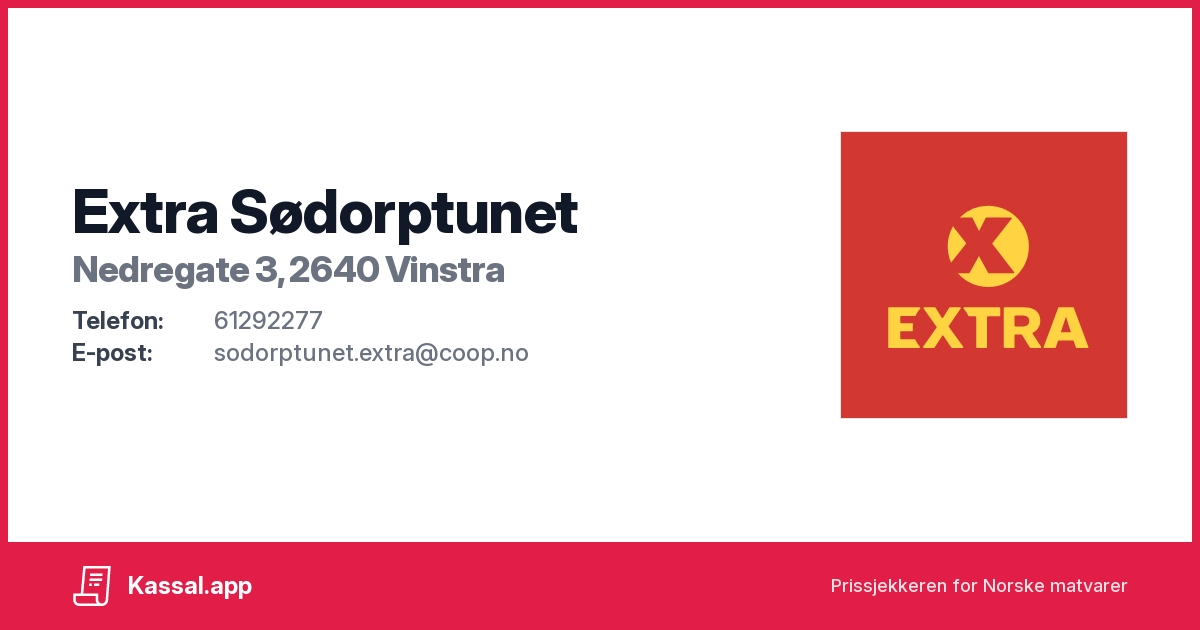 Extra Sødorptunet i Nedregate 3, 2640 Vinstra - Kassalapp®