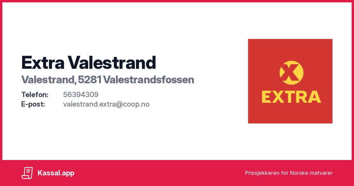 Extra Valestrand i Valestrand, 5281 Valestrandsfossen - Kassalapp®