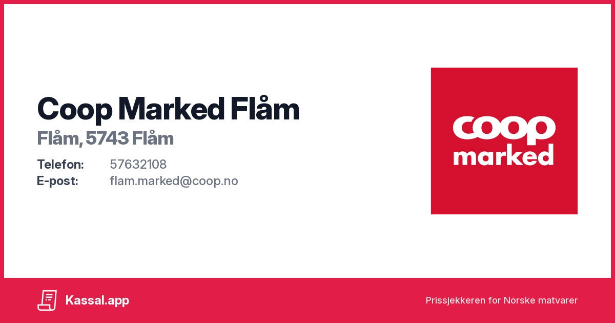 Coop Marked Flåm i Flåm, 5743 Flåm - Kassalapp®