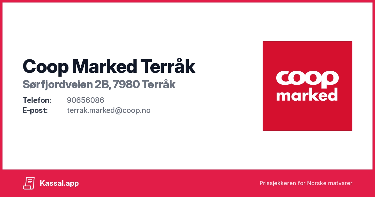 Coop Marked Terråk i Sørfjordveien 2B, 7980 Terråk - Kassalapp®