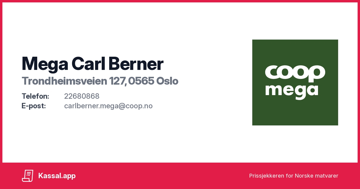 Mega Carl Berner i Trondheimsveien 127, 0565 Oslo - Kassalapp®