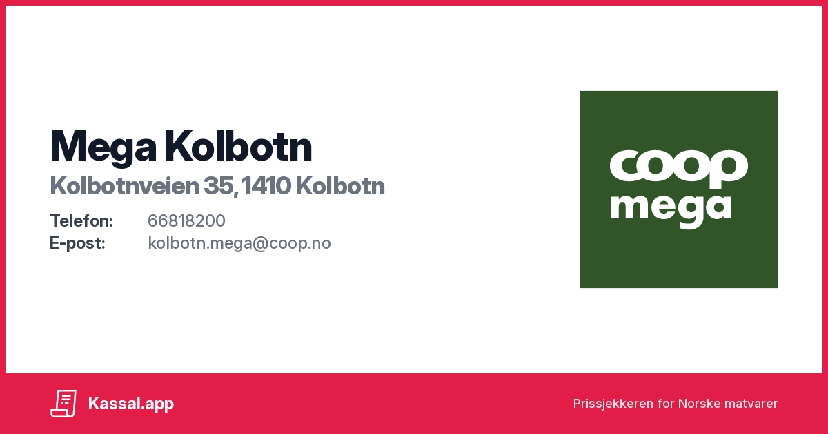 Mega Kolbotn i Kolbotnveien 35, 1410 Kolbotn - Kassalapp®