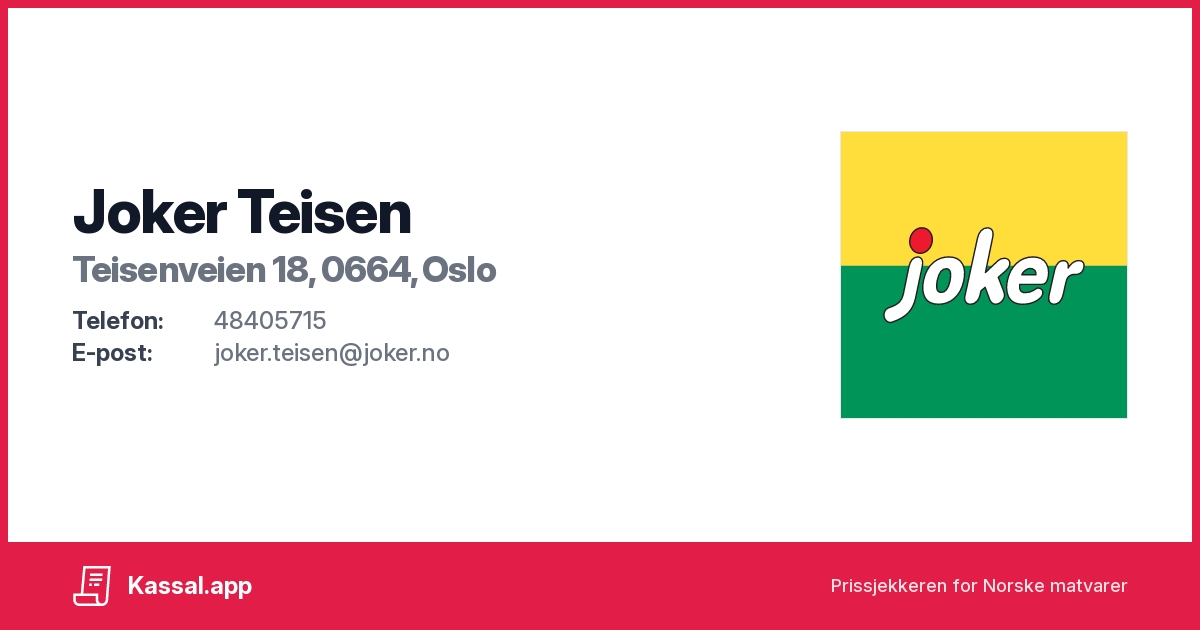 Joker Teisen i Teisenveien 18, 0664, Oslo - Kassalapp®