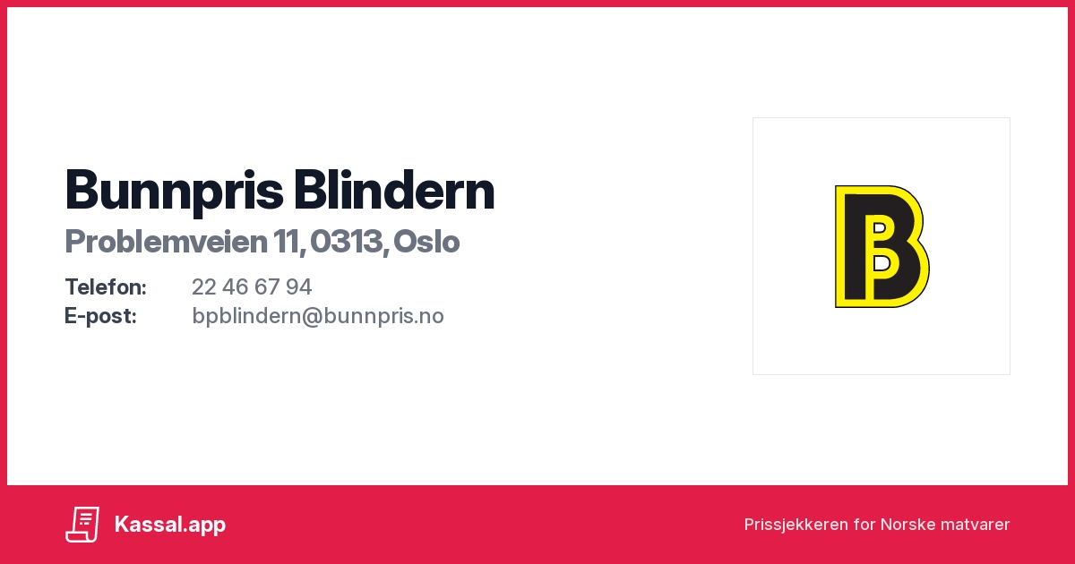 Bunnpris Blindern i Problemveien 11, 0313, Oslo - Kassalapp®