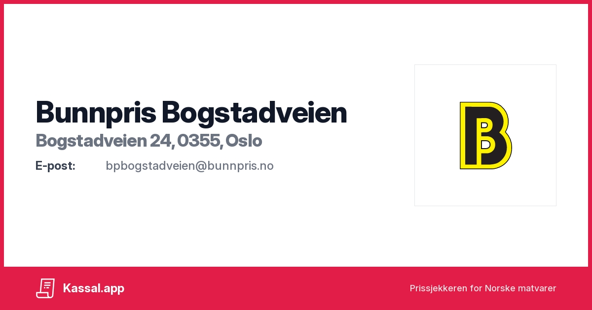 Bunnpris Bogstadveien i Bogstadveien 24, 0355, Oslo - Kassalapp®