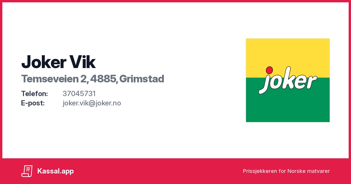 Joker Vik i Temseveien 2, 4885, Grimstad - Kassalapp®