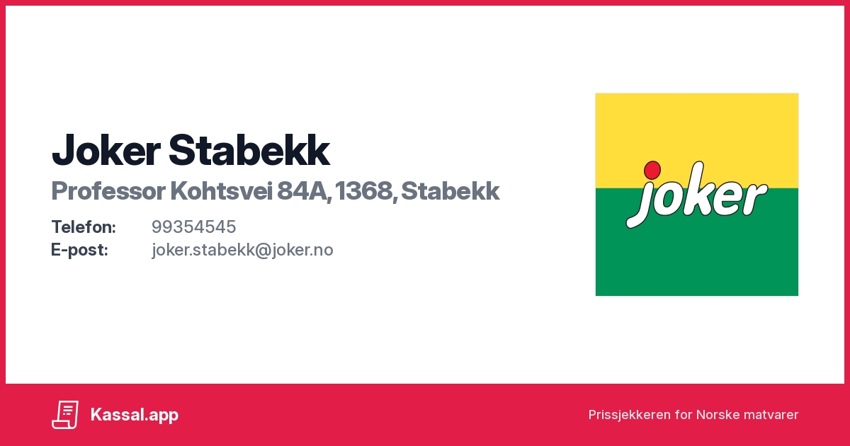 Joker Stabekk i Professor Kohtsvei 84A, 1368, Stabekk - Kassalapp®