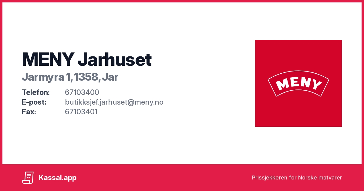 MENY Jarhuset i Jarmyra 1, 1358, Jar - Kassalapp®