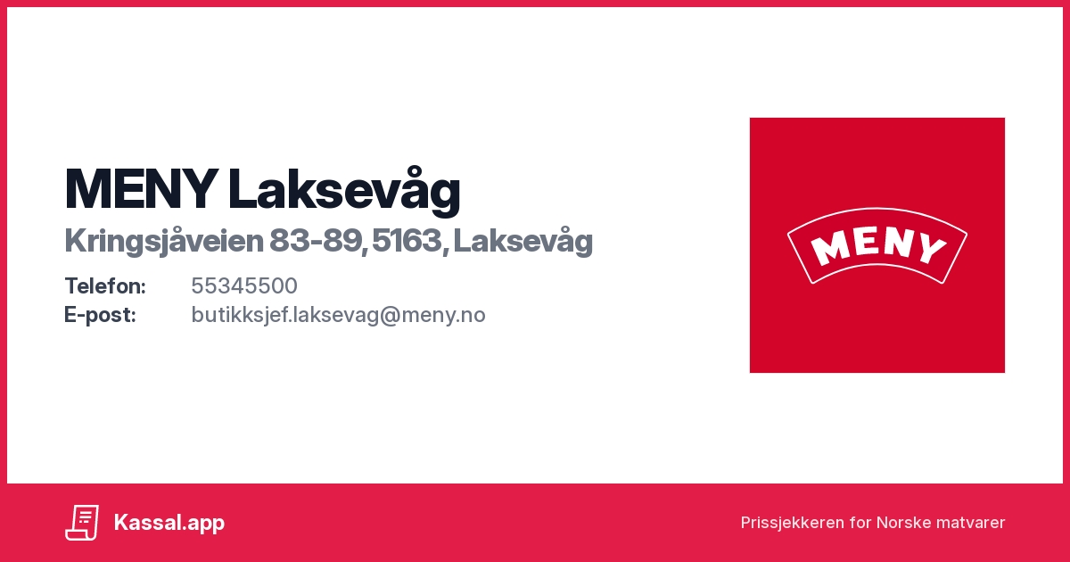 MENY Laksevåg i Kringsjåveien 83-89, 5163, Laksevåg - Kassalapp®