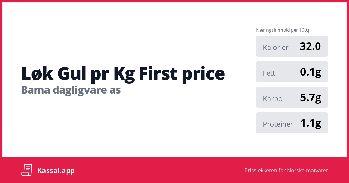 Løk Gul pr Kg First price - Kassalapp®