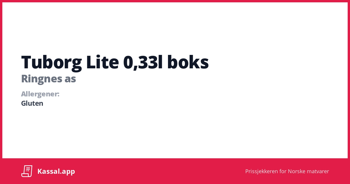 Tuborg Lite 0,33l boks - Kassalapp®