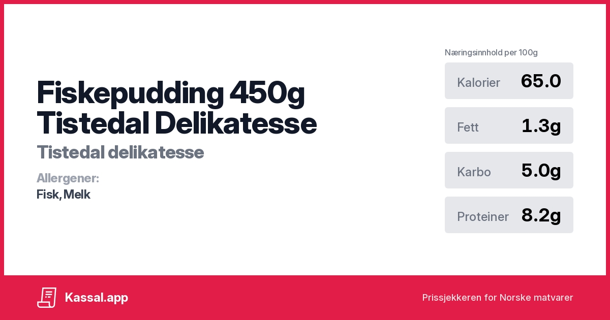 Fiskepudding 450g Tistedal Delikatesse - Kassalapp®
