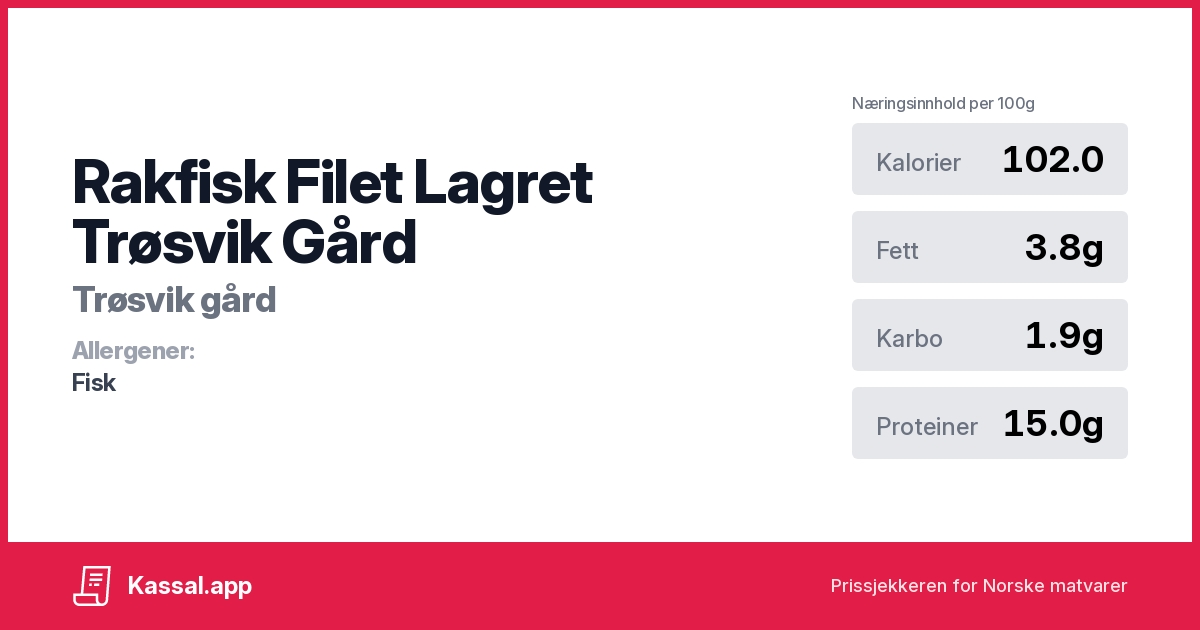 Rakfisk Filet Lagret Trøsvik Gård - Kassalapp®