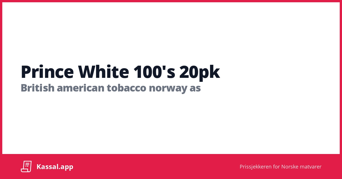 Prince White 100's 20pk - Kassalapp®