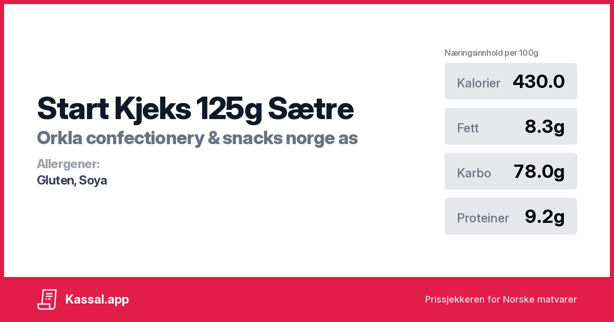 Start Kjeks 125g Sætre - Kassalapp®