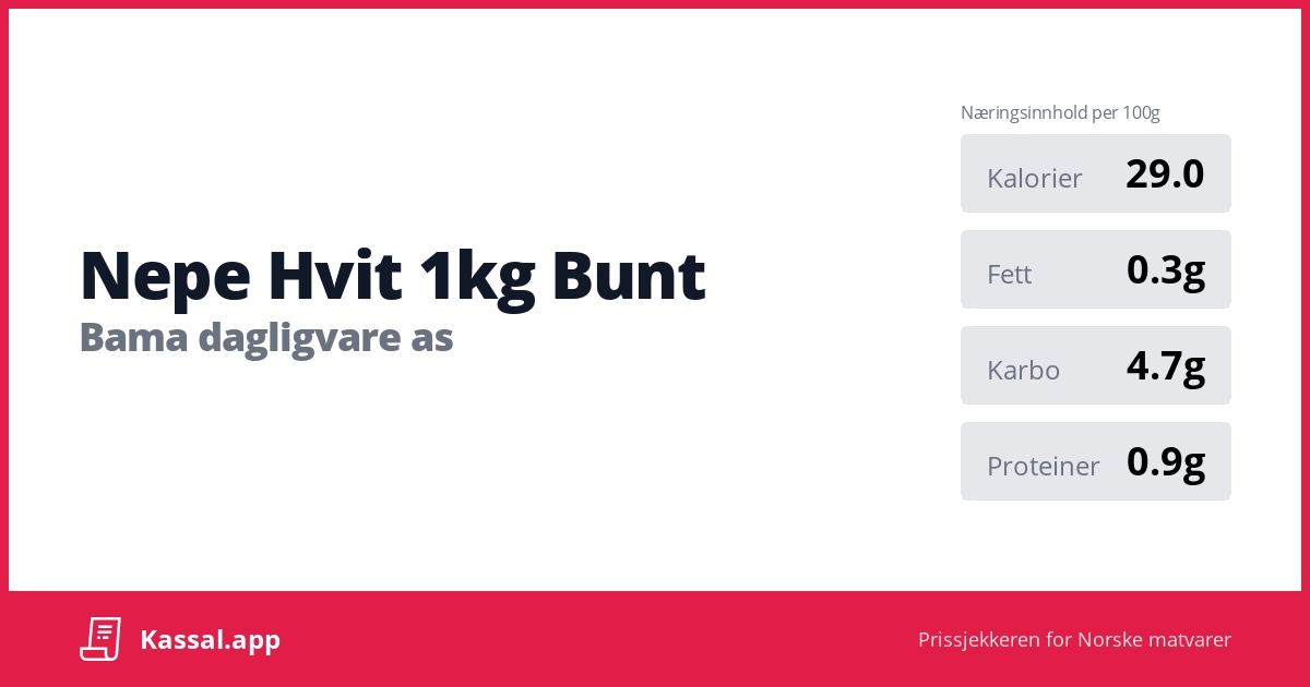 Nepe Hvit 1kg Bunt - Kassalapp®