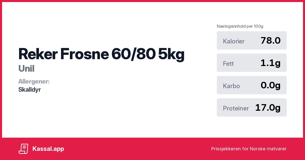Reker Frosne 60/80 5kg - Kassalapp®
