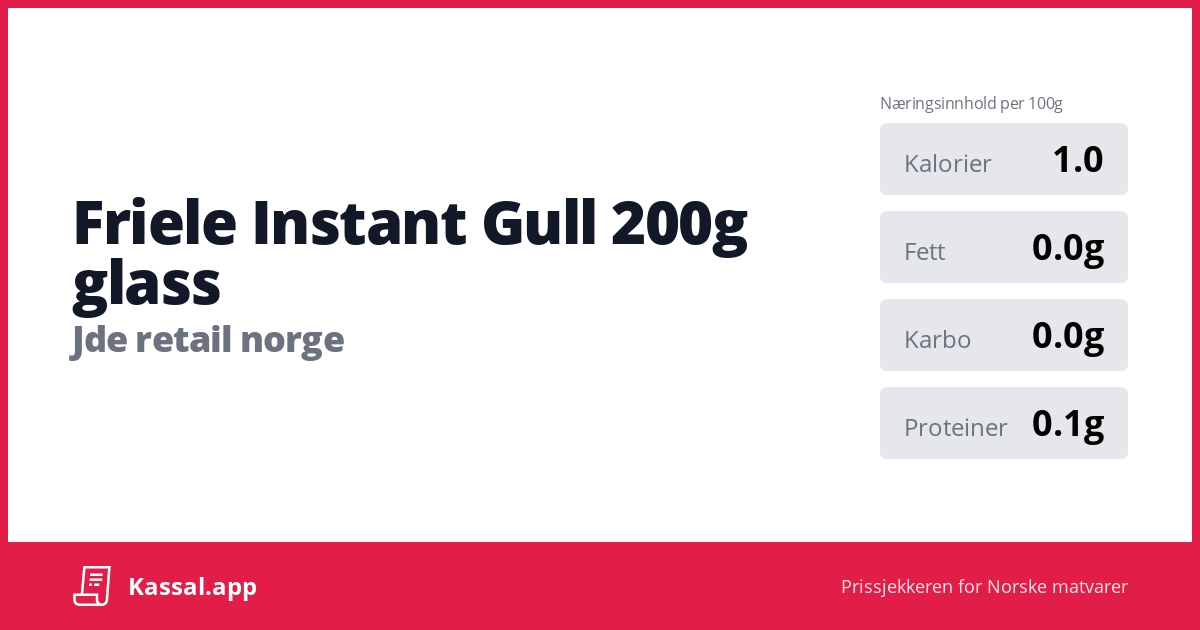 Friele Instant Gull 200g glass - Kassalapp®
