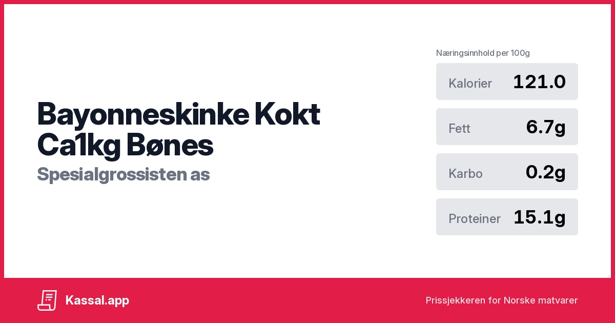 Bayonneskinke Kokt Ca1kg Bønes - Kassalapp®