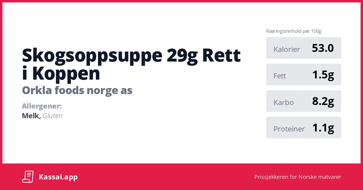 Skogsoppsuppe 29g Rett i Koppen - Kassalapp®