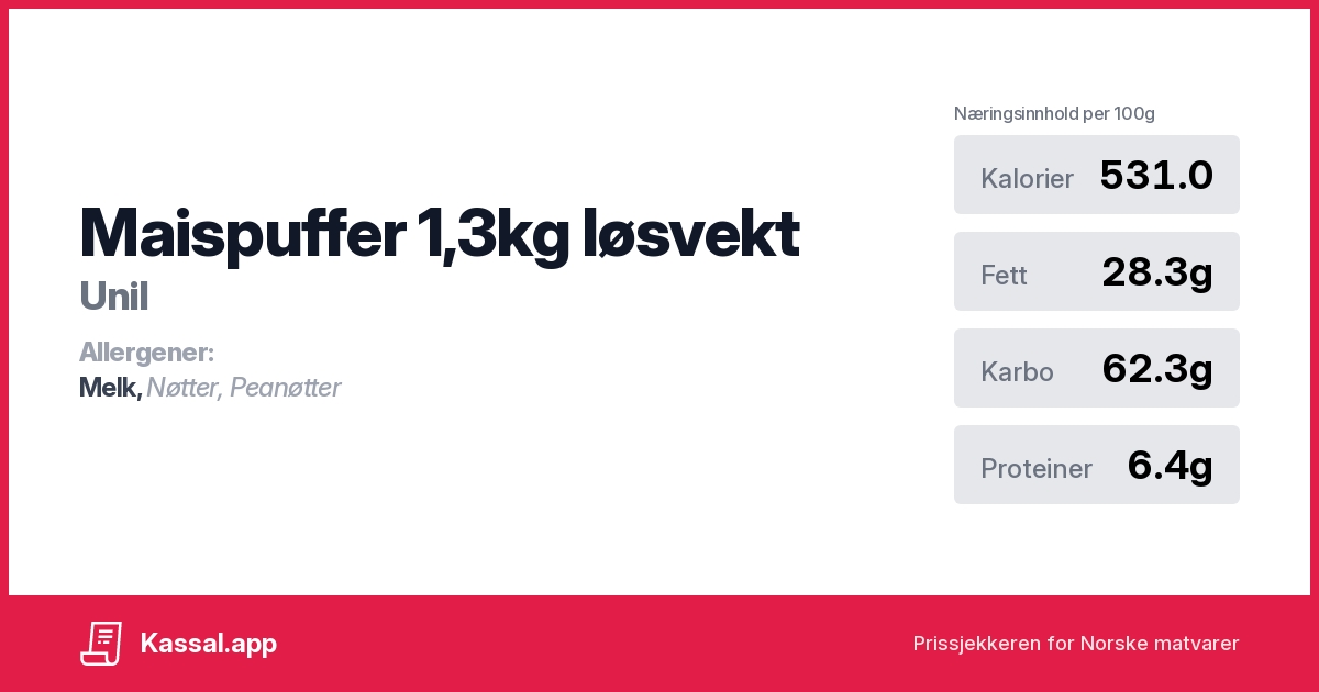 Maispuffer 1,3kg løsvekt - Kassalapp®