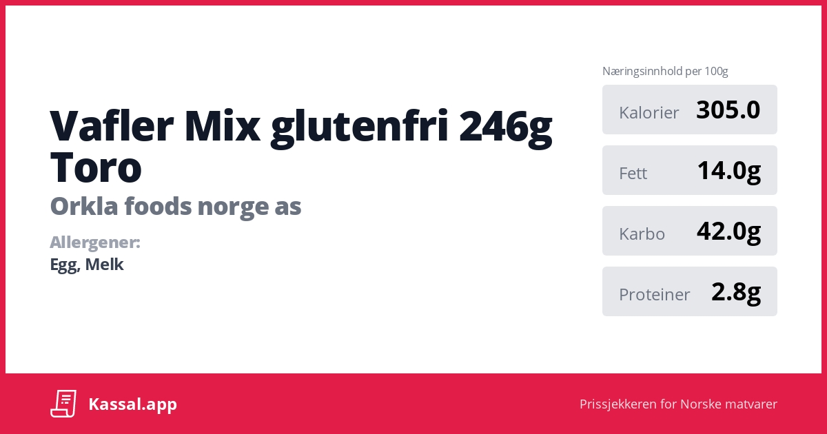 Vafler Mix glutenfri 246g Toro - Kassalapp®