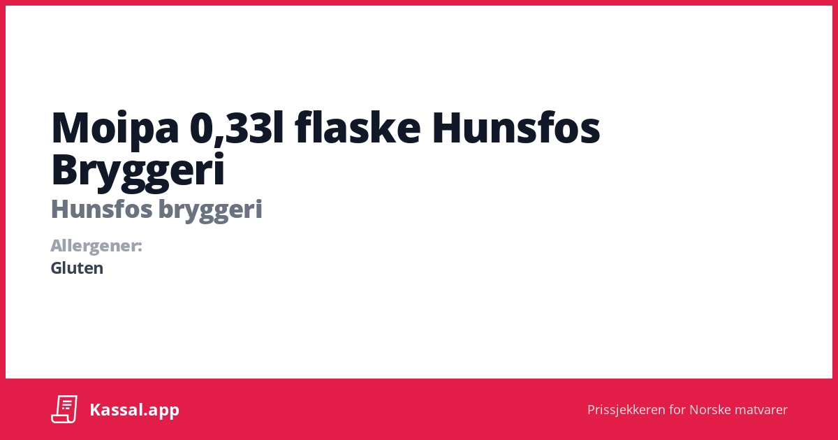 Moipa 0,33l flaske Hunsfos Bryggeri - Kassalapp®