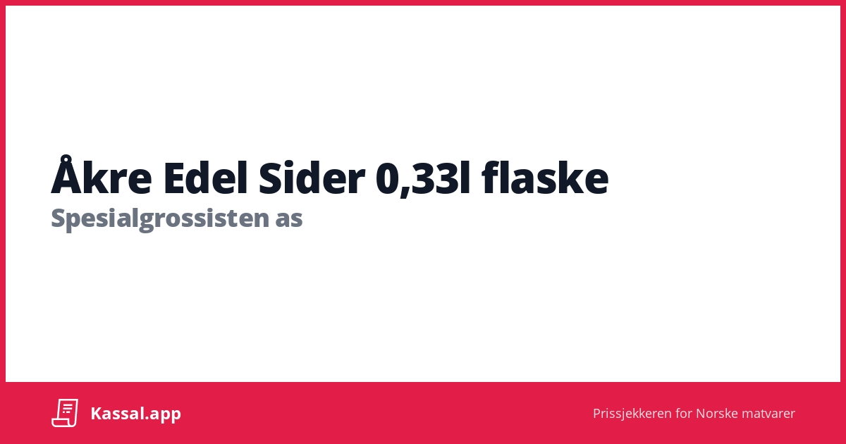 Åkre Edel Sider 0,33l flaske - Kassalapp®
