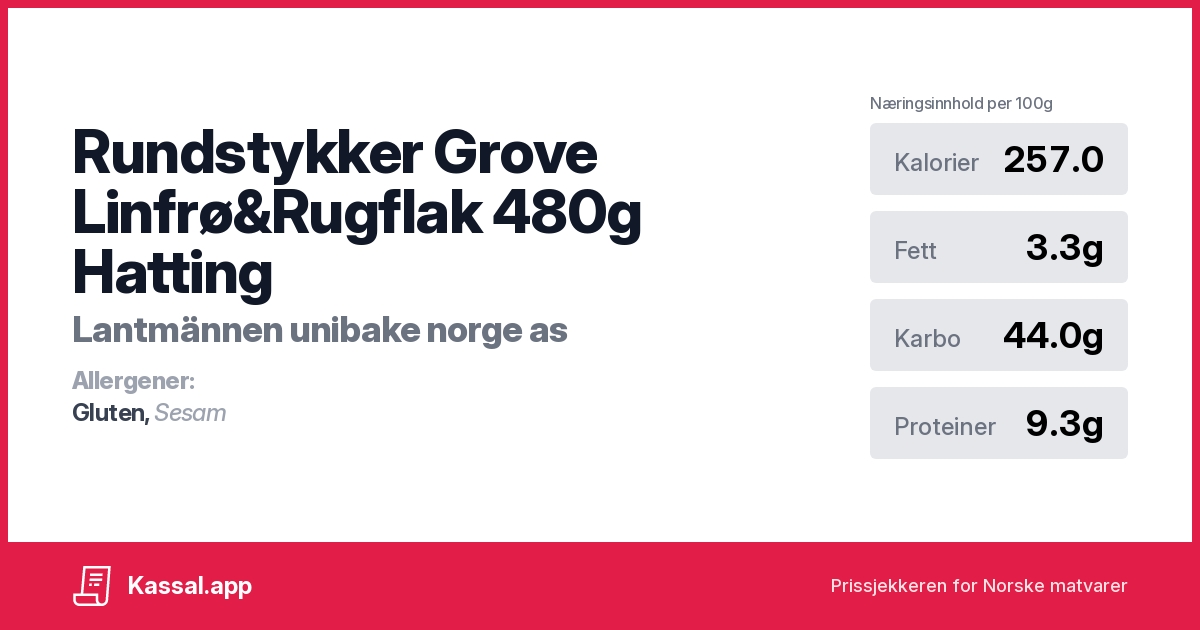 Rundstykker Grove Linfrø&Rugflak 480g Hatting - Kassalapp®