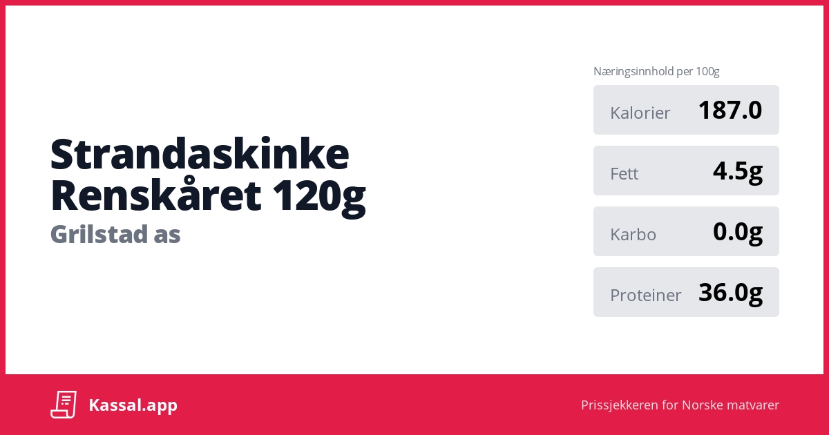 Strandaskinke Renskåret 120g - Kassalapp®