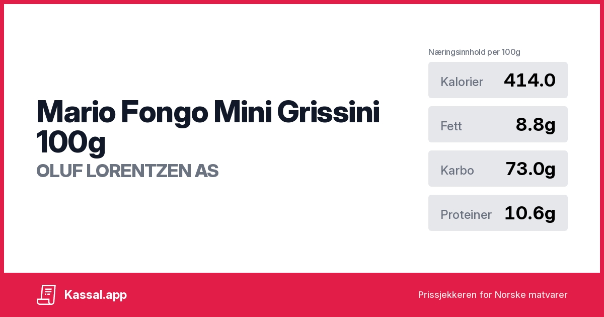 Mario Fongo Mini Grissini 100g - Kassalapp®