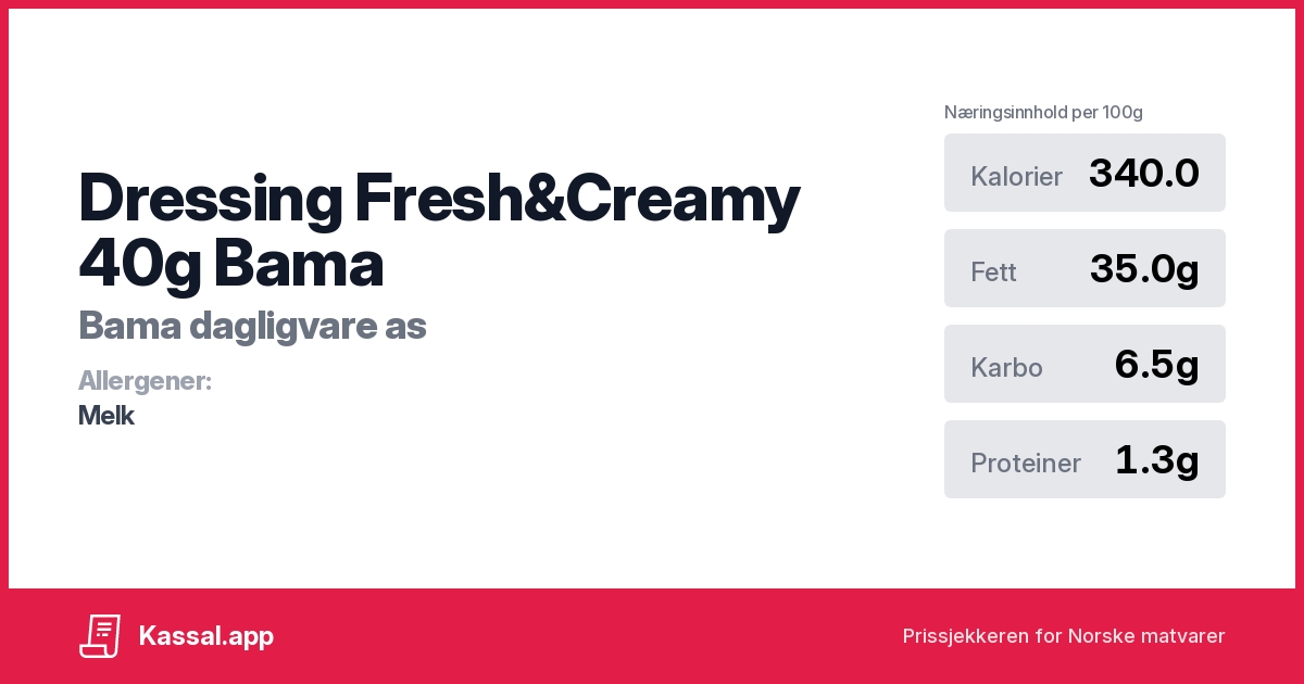 Dressing Fresh&Creamy 40g Bama - Kassalapp®
