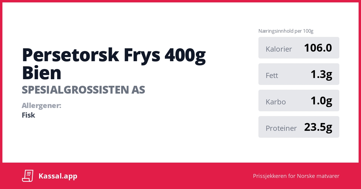 Persetorsk Frys 400g Bien - Kassalapp®