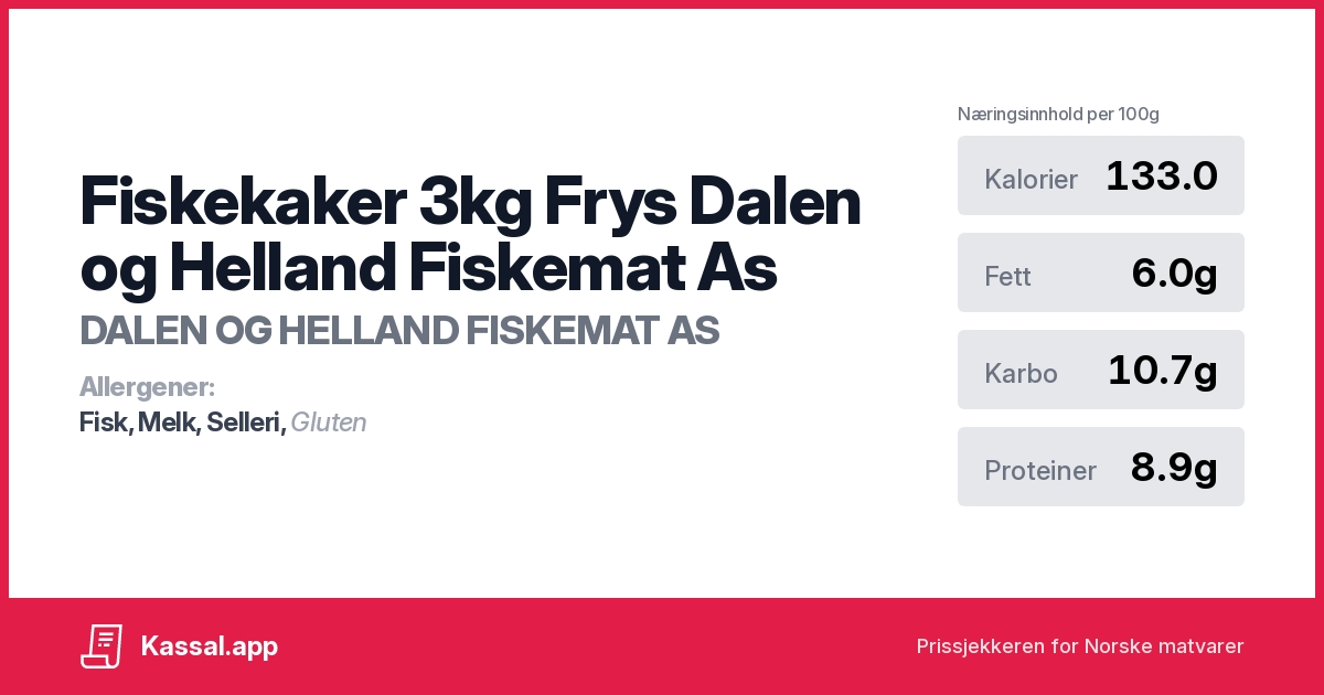 Fiskekaker 3kg Frys Dalen og Helland Fiskemat As - Kassalapp®